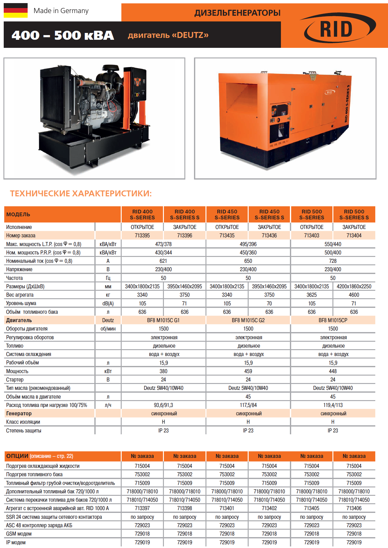RID 400 S-Series su el.starteriu. Gamintojas - Vokietija. Variklis ...